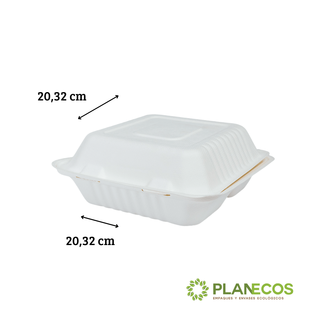 Portacomida P1 cuadrado Biodegradable 8″ - Planecos